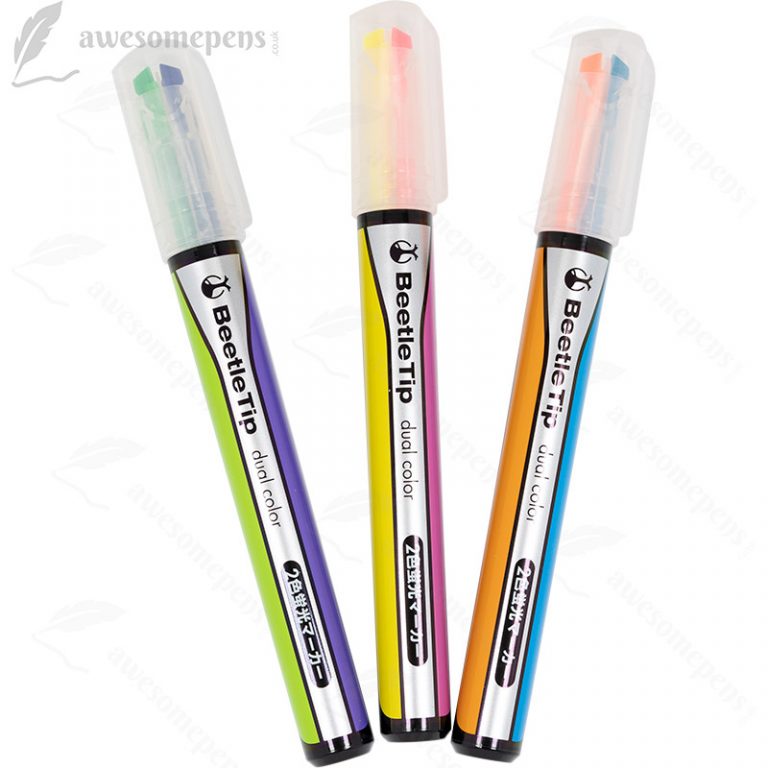 Kokuyo Beetle Tip Dual Colour Highlighter - 3 colour Set - Awesome Pens